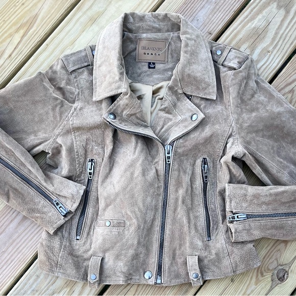 Blank NYC | Jackets & Coats | Blanknyc Taupe Suede Leather Moto Jacket Zip Asymmetrical Cropped ...